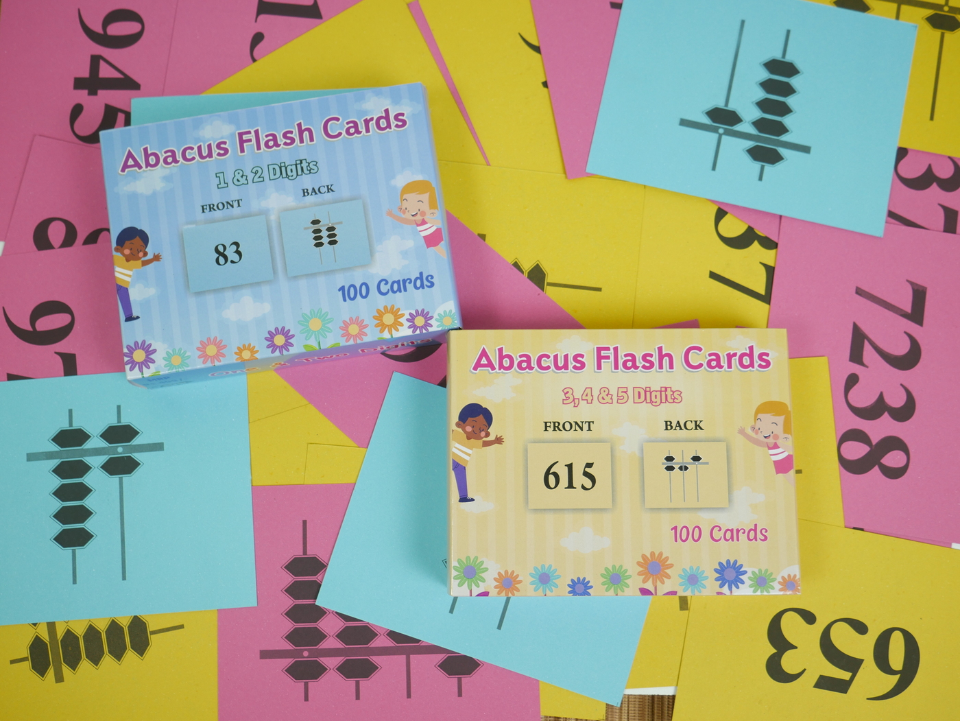 ABACUS FLASH CARD 1 TO 100 & 3,4,5 DIGIT ASSORTED (200 CARDS) COMBO