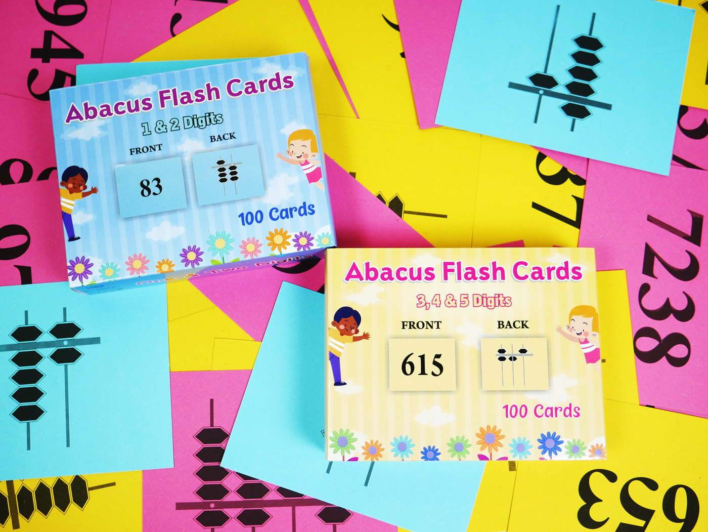 ABACUS FLASH CARD 1 TO 100 & 3,4,5 DIGIT ASSORTED (200 CARDS) COMBO